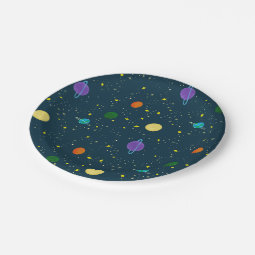 Outer Space Planets & Stars in Unknown Galaxy Paper Plates | Zazzle
