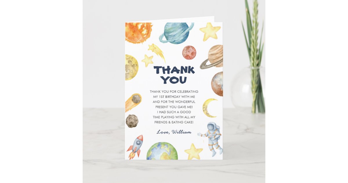 Outer Space Planets Thank You Card | Zazzle