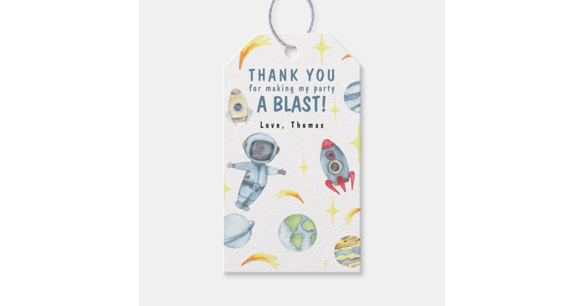 Outer Space Rocket Astronaut Birthday Party Gift Tags | Zazzle