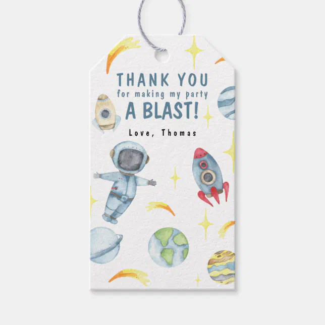 Outer Space Rocket Astronaut Birthday Party Gift Tags | Zazzle