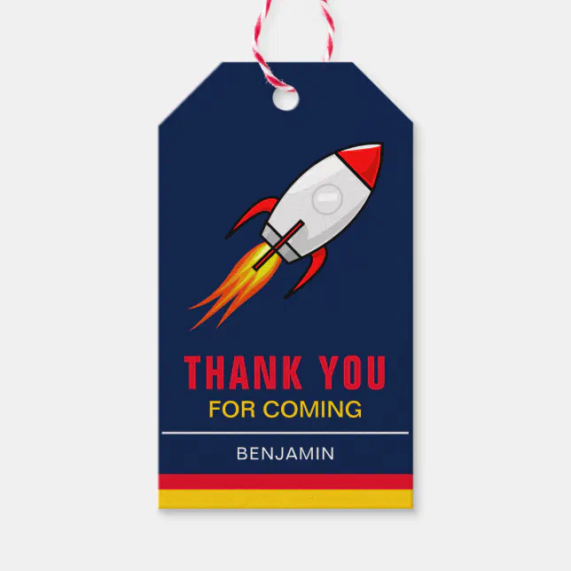 Outer Space Rocket Birthday Party Favor Gift Tags | Zazzle