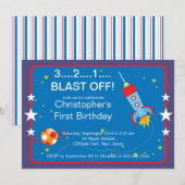 Outer Space Rocket Birthday Party Invitations | Zazzle