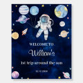Outer Space Rocket Boy Birthday Welcome Sign | Zazzle