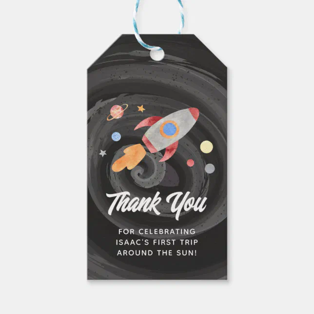 Outer Space Rocket Boy's Birthday Party Favor Gift Tags | Zazzle