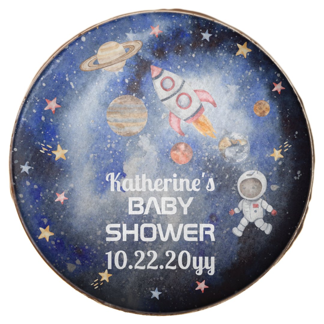 Outer Space Rocket Planets Boy Baby Shower Chocolate Covered Oreo | Zazzle