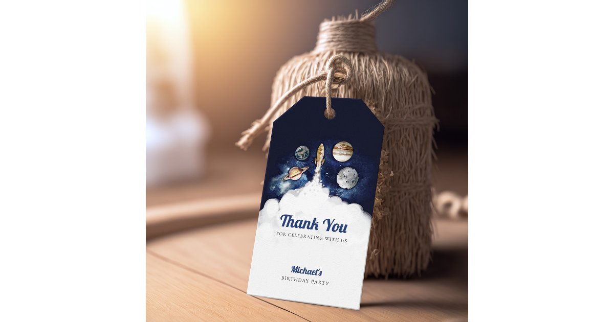 Outer Space Rocket Planets Galaxy Gift Tags | Zazzle