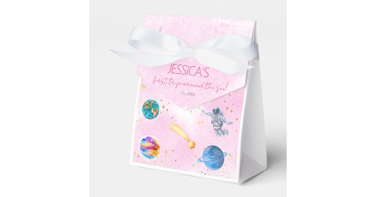 Outer Space Rocket Planets girl Birthday Favor Boxes | Zazzle