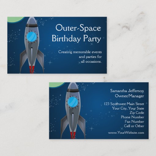 Outer Space Rocket Ship Business Card | Zazzle
