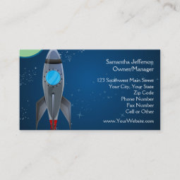 Outer Space Rocket Ship Business Card | Zazzle