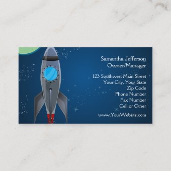 Outer Space Rocket Ship Business Card | Zazzle