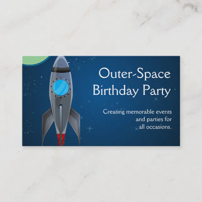 Outer Space Rocket Ship Business Card | Zazzle