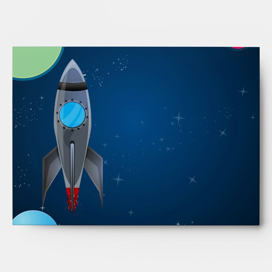 Outer Space Rocket Ship Envelope | Zazzle