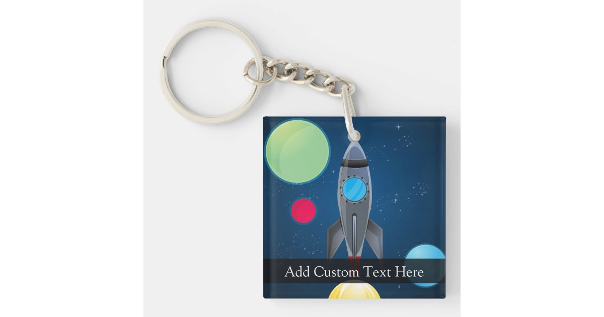 Outer Space Rocket Ship Keychain | Zazzle