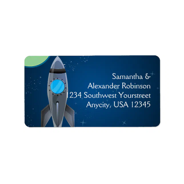 Outer Space Rocket Ship Label | Zazzle