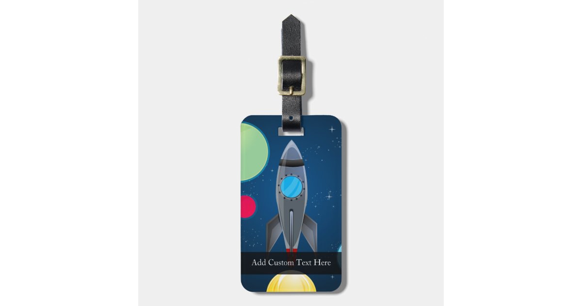 Outer Space Rocket Ship Luggage Tag | Zazzle