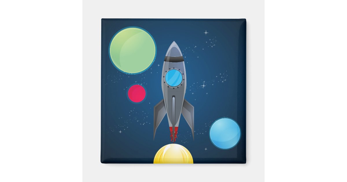 Outer Space Rocket Ship Magnet | Zazzle