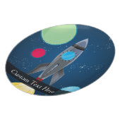 Outer Space Rocket Ship Melamine Plate | Zazzle