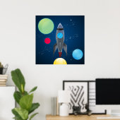 Outer Space Rocket Ship Poster | Zazzle