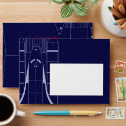 Outer Space Shuttle Blueprint | Red Striped Liner Envelope | Zazzle