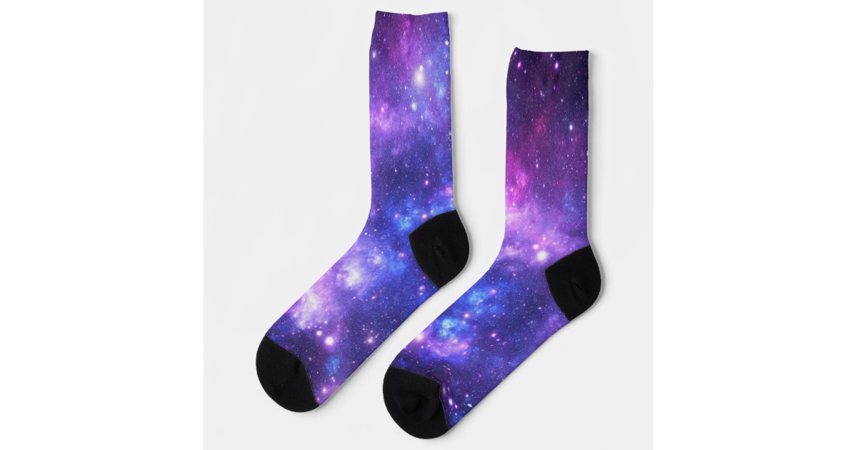 Outer Space Socks - Purple Space Stars Pattern | Zazzle