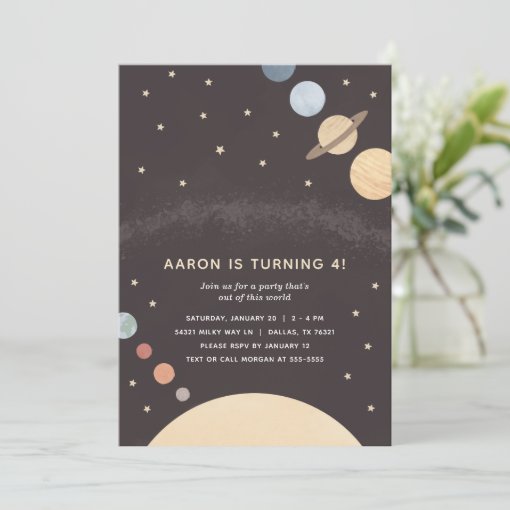 Outer Space Solar System Birthday Party Invitation | Zazzle