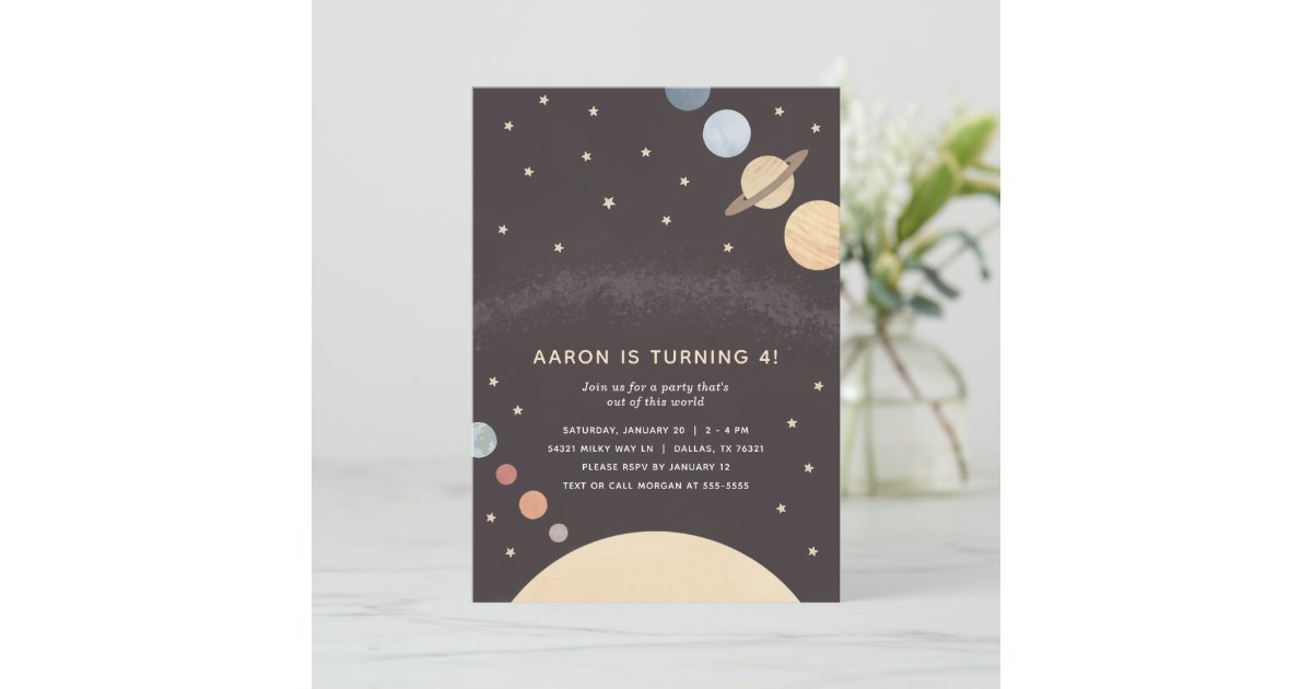 Outer Space Solar System Birthday Party Invitation | Zazzle