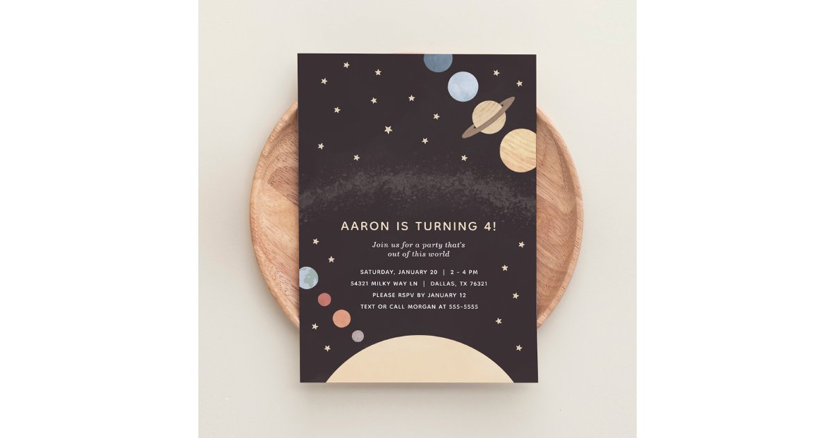 Outer Space Solar System Birthday Party Invitation | Zazzle