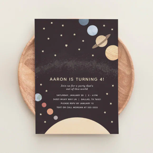 Outer Space Solar System Birthday Party Invitation | Zazzle