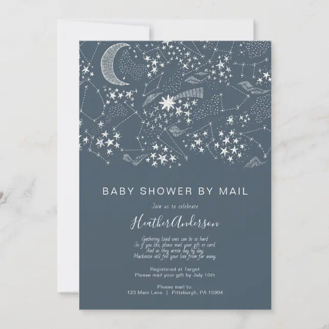 Outer Space Star Map Baby Shower by Mail Invitation | Zazzle