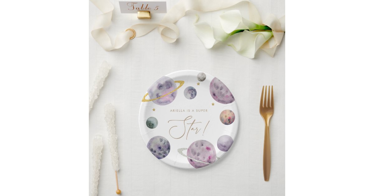 Outer Space Super Star Customizable Paper Plates | Zazzle