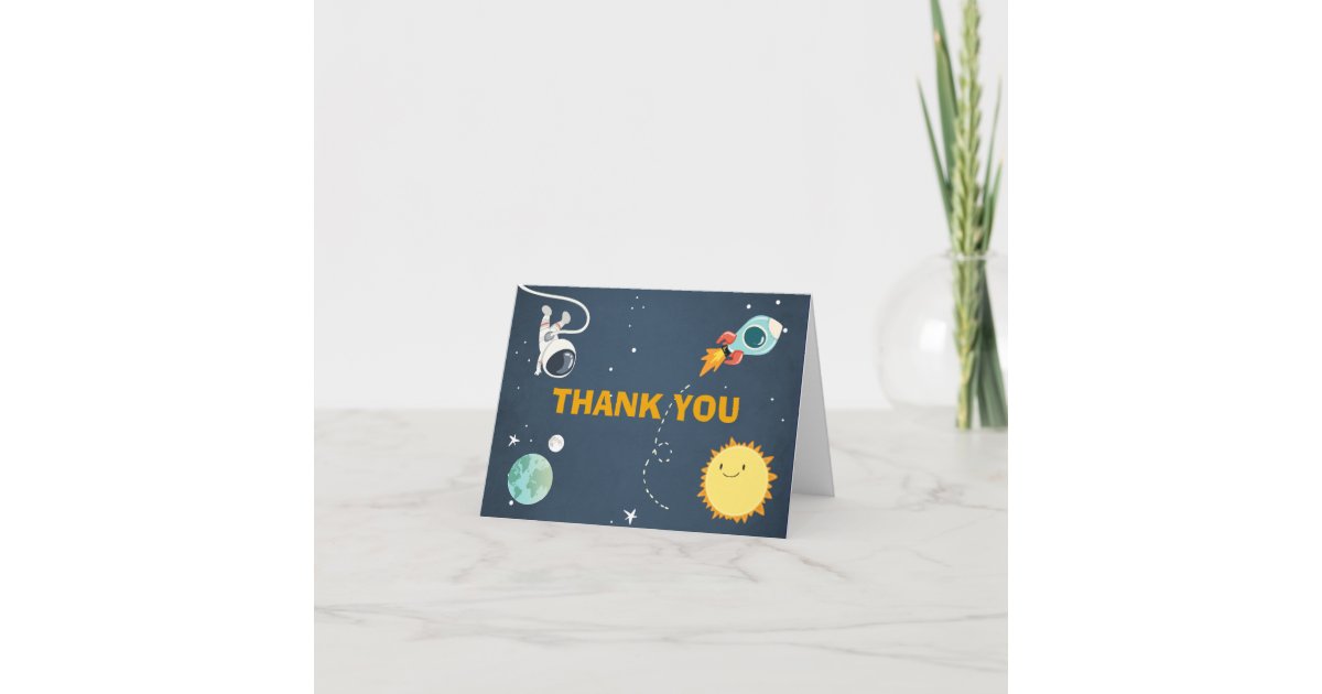Outer Space Thank You Card Rocket Astronaut | Zazzle