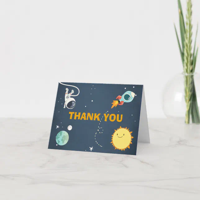 Outer Space Thank You Card Rocket Astronaut | Zazzle