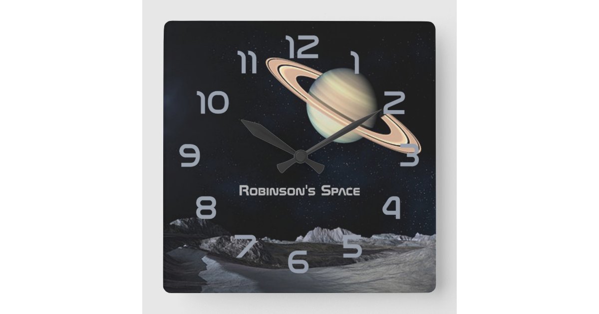 Outer Space themed Home Decor personalized Square Wall Clock | Zazzle