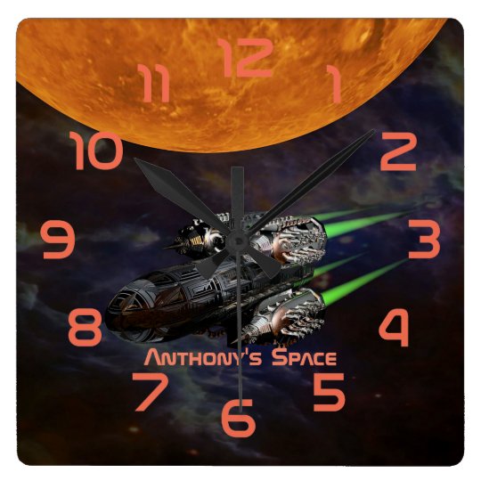 Outer Space themed Kids Room personalized Square Wall Clock | Zazzle.com
