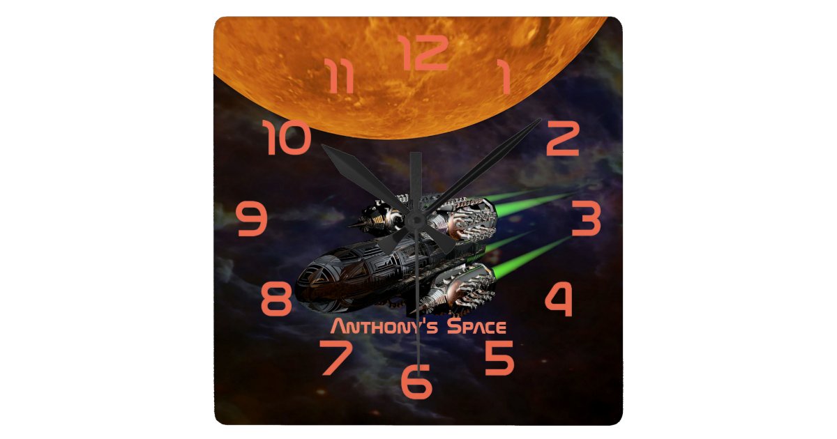 Outer Space themed Kids Room personalized Square Wall Clock | Zazzle.com