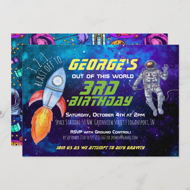 Outer Space Themed Party Invitation | Zazzle