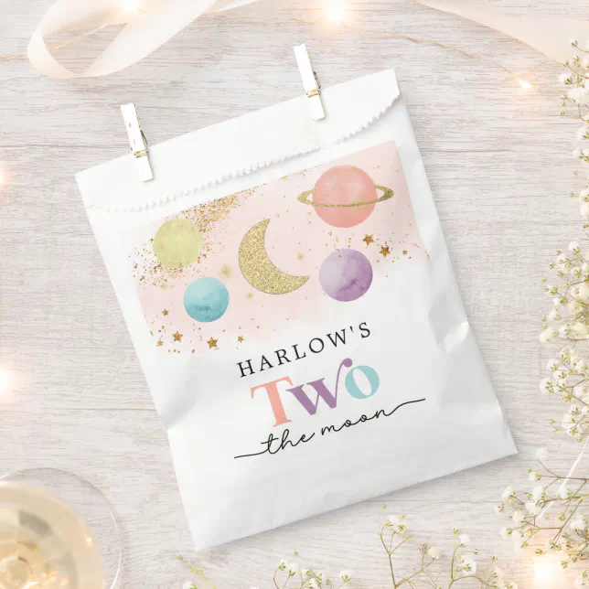 Outer Space Two the Moon 2nd Birthday Party Favor Bag | Zazzle