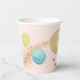 Outer Space Two the Moon Party Paper Cups | Zazzle