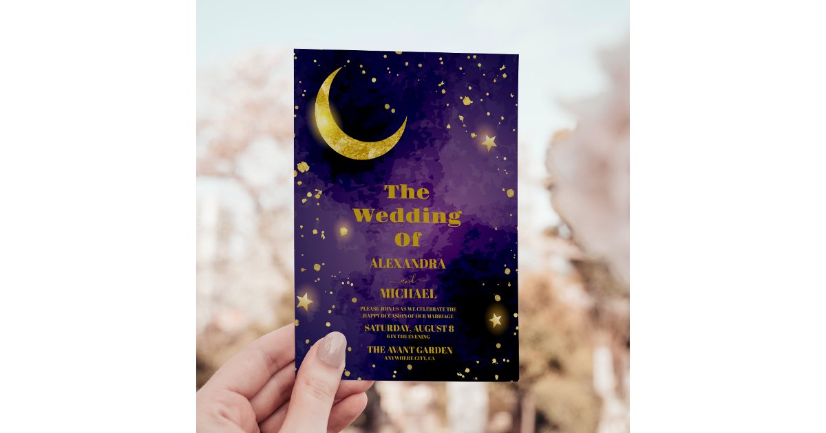 Outer Space Universe Purple Galaxy Wedding Invitation | Zazzle