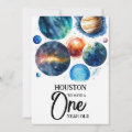 Outer Space Watercolor Galaxy 1st Birthday Invitation | Zazzle