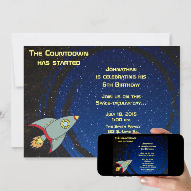 Outerspace Countdown Birthday Invitation | Zazzle