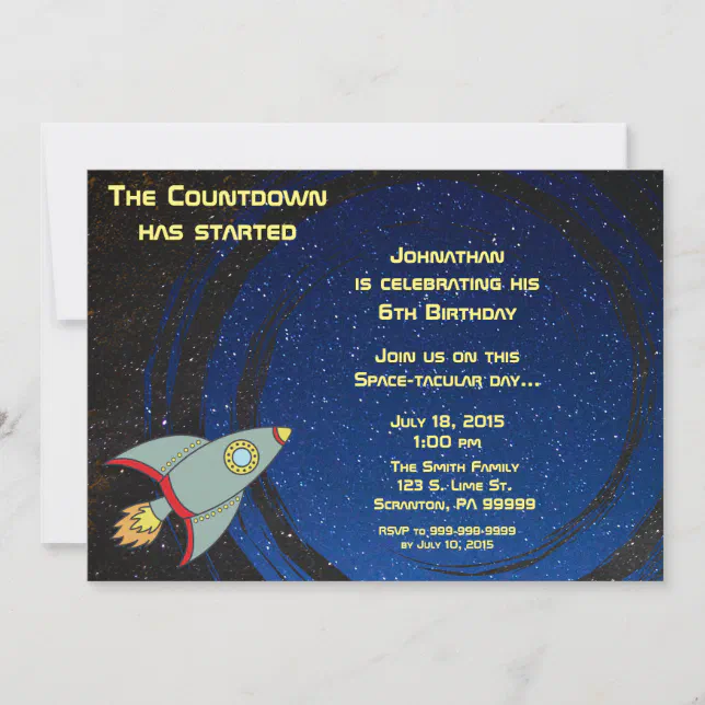 Outerspace Countdown Birthday Invitation | Zazzle