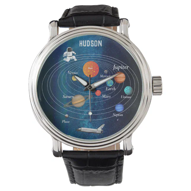 Outerspace Solar System Astronaut Spaceship Pluto Watch | Zazzle