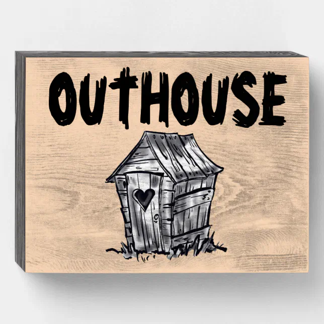 OUTHOUSE BATHROOM WOOD WALL BOX SIGN | Zazzle