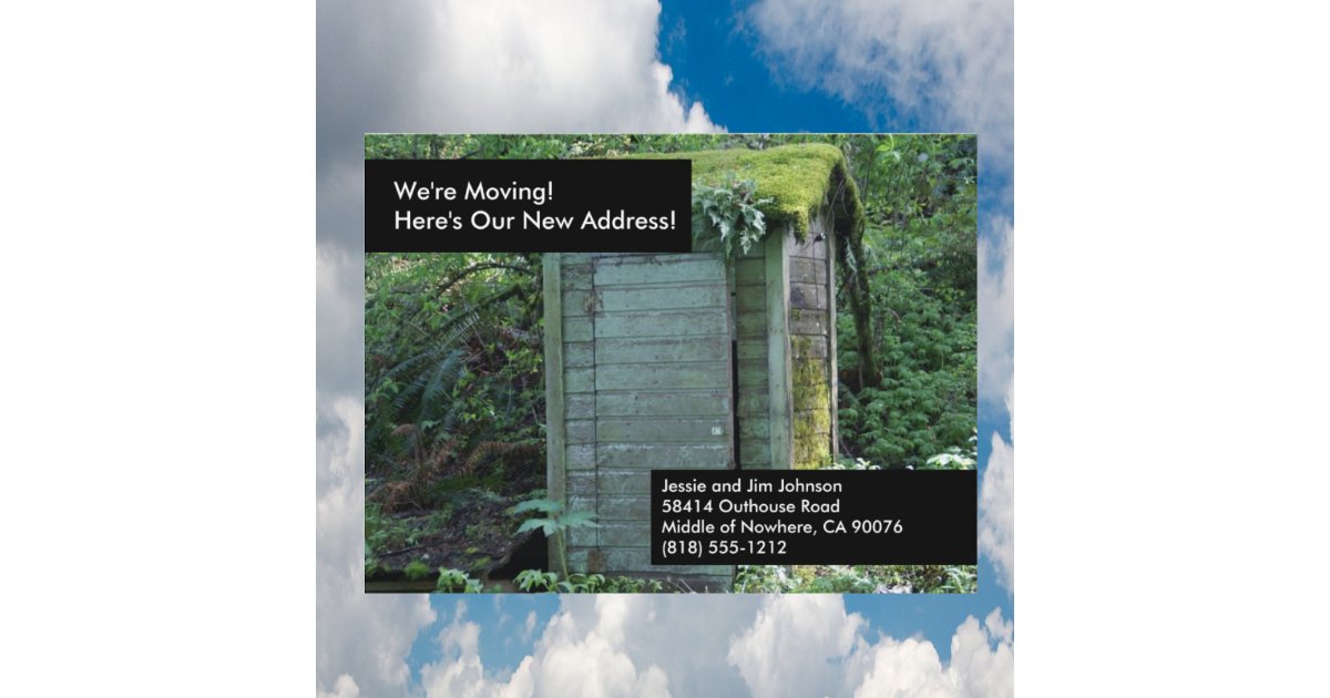 Outhouse Funny Change of Address Postcard | Zazzle