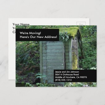 Outhouse Funny Change of Address Postcard | Zazzle