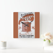 Outhouse WPA Poster Square Wall Clock | Zazzle