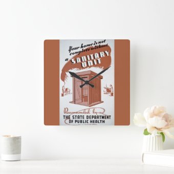 Outhouse WPA Poster Square Wall Clock | Zazzle