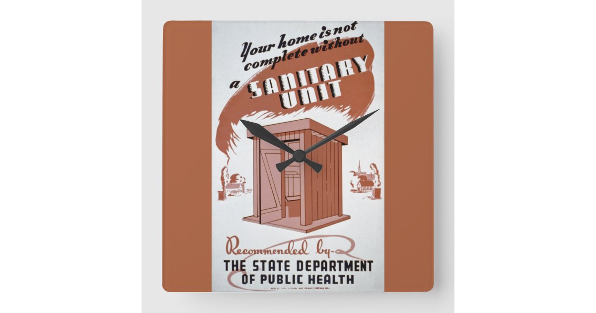 Outhouse WPA Poster Square Wall Clock | Zazzle