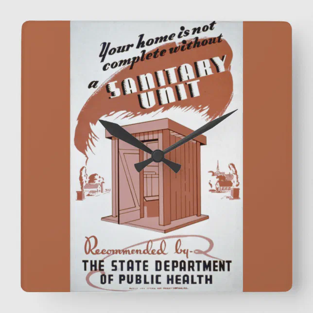 Outhouse WPA Poster Square Wall Clock | Zazzle